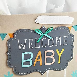 Hallmark 13" Large Baby Shower Gift Bags Assortment with Tissue Paper (Pack of 3, Cloud and Rainbow, Giraffe, Pastel Polka Dots)