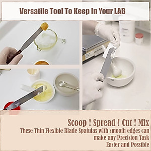 A2Z- Set of 2 Lab Spatulas Flat - Stainless Steel Alignate Dental Mixing Plaster Spatula with Wooden Handle, Scoop Mixing Apothecary Supplies | for Pills, Medicine, Vitamins | 4 in Blade