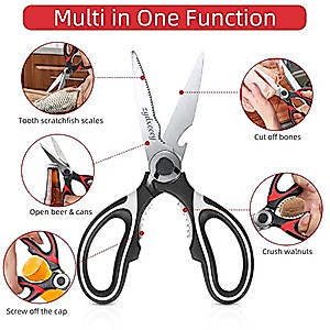 Kitchen Scissor For General Use 2-Packs,Heavy Duty Kitchen Raptor Meat Shears,Dishwasher Safe Cooking Scissors, Stainless Steel Multi-function Scissors For Food,Chicken,Poultry, Fish, Pizza,Herbs