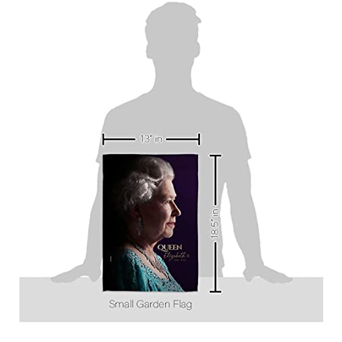 Queen Elizabeth II Flag - Set Wood Dowel Sweet Life Sympathy Remembrance Memorial Bereavement Love Support Emotion Postive - House Banner Small Yard Gift Double-Sided Made In USA 13 X 18.5