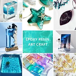 KHKD RESIN Crystal Clear Epoxy Resin Kit, 32OZ Art Resin and Hardener Kit - No Bubble & Yellowing, UV Resistant, Food Safe Epoxy Resina Epoxica for DIY Crafts Jewelry Coasters Countertop Coating