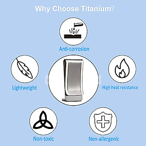 NUBARKO Solid Titanium Money Clip Wallet Credit Card Holder for Men Women Christmas Gifts stocking stuffers Slim Minimalist Cash Holder EDC Tool Graduation Gift for Men Gift for Him