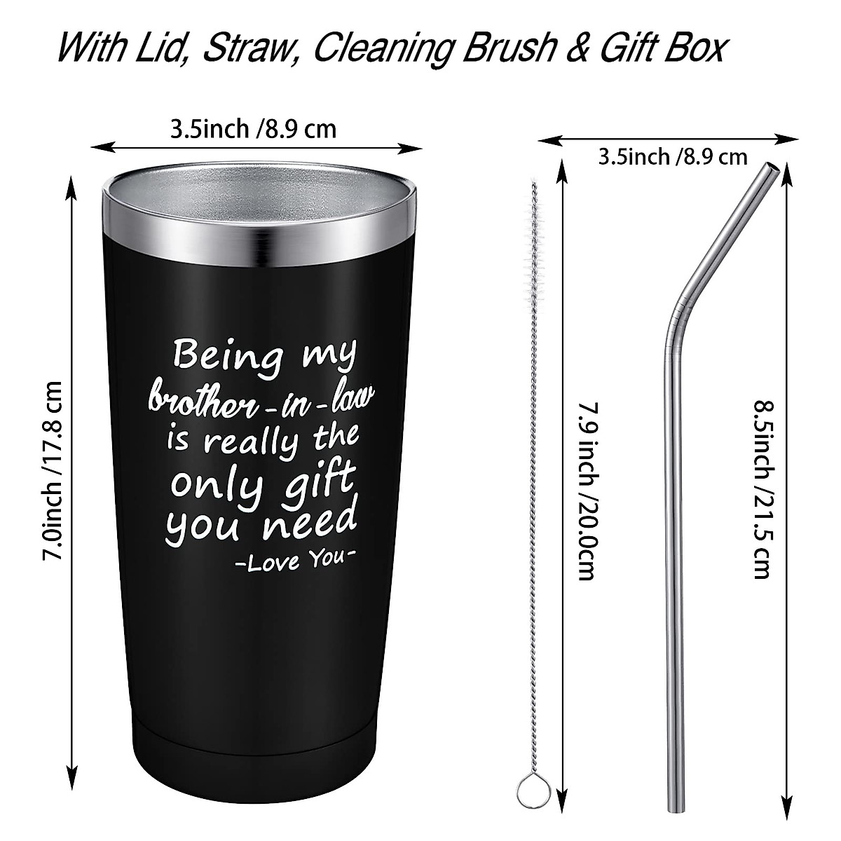 Gifts for Brother-in-law, Being My Brother-in-law Is Really The Only Gift You Need Coffee Mug, Brother In Law Birthday Christmas Gifts, 20 oz Vacuum Insulated Mug Tumbler with Gift Box