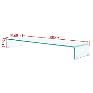 Festnight Clear Tempered Glass Corner TV Stand Computer Monitor Riser for Living Room Home Office Furniture (39.4" x 11.8" x 5.1")