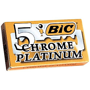 BIC Chrome Platinum Double Edge Safety Razor Disposable Single Blades (100 Pack)