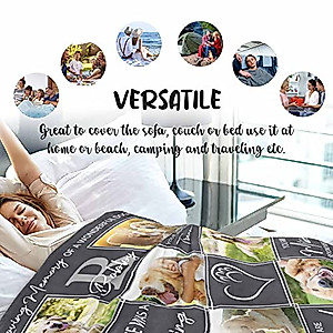 Custom Blanket with Dog Picture Name Personalized Text Blanket Photo Collage Blanket Memorial Gift Loss Dog Sympathy Remembrance Blanket Gift for Kids Pet Lover a Grieving Pet Owner I Love Dog