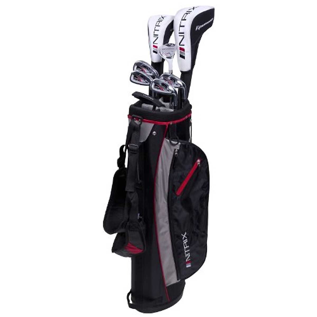 Pinemeadow Golf Men's Nitrix Pro Set Driver, 3 Wood, Hybrid, 6/7-PW Irons, Putter Bag (Right Hand, Graphite/Steel, Regular)