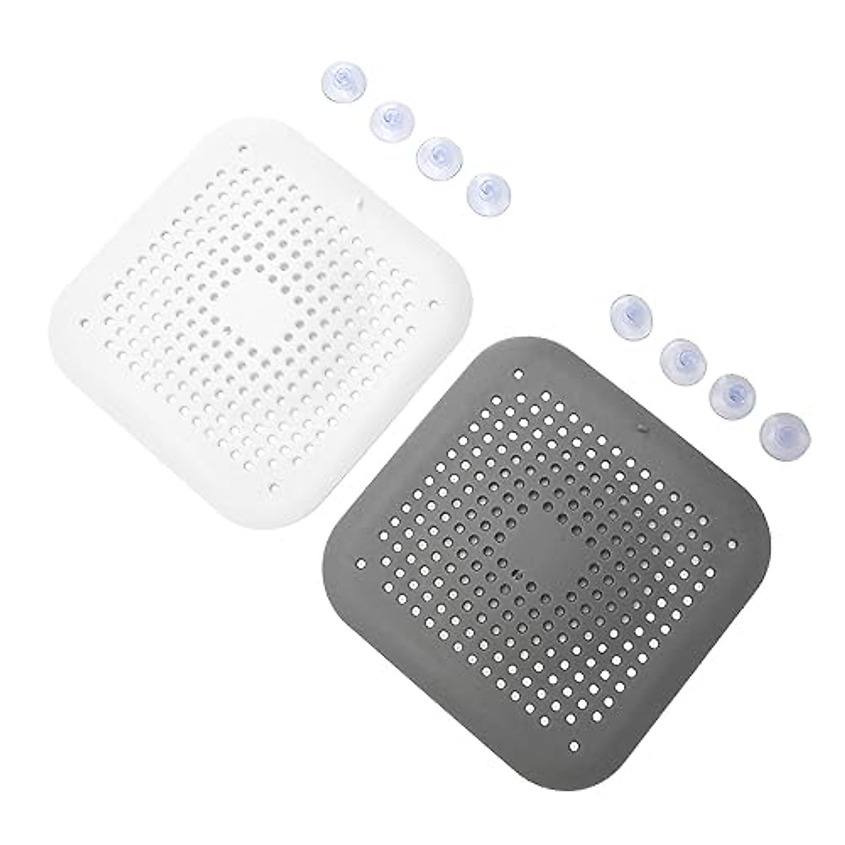 Bathtub Drain Cover,4 Sets Flat Silicone Sink Strainer with Suction Cups Prevents Clogging Flexible Shower Drain Cover for Kitchen Bathroom