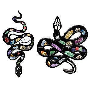 Takefuns Cat/Snake Shape Crystal Display Shelf, Wooden Floating Shelves, Wall-Mounted Crystals Stones Display Shelf, for Living Room Home Office Decoration (Coiled Snake)