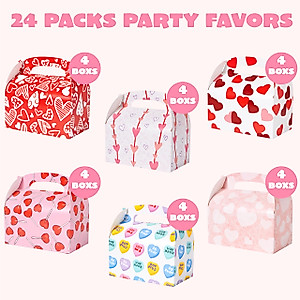 JOYIN 24 Pcs Valentine’s Day Bakery Treat Boxes 6x5.5x3 inch, Valentines Cupcake Cardboard Boxes Cookie Gable Boxes Heart Goody Bags for Valentine Classroom Treats, Party Favors Gift Giving Gift Exchange Gift Box