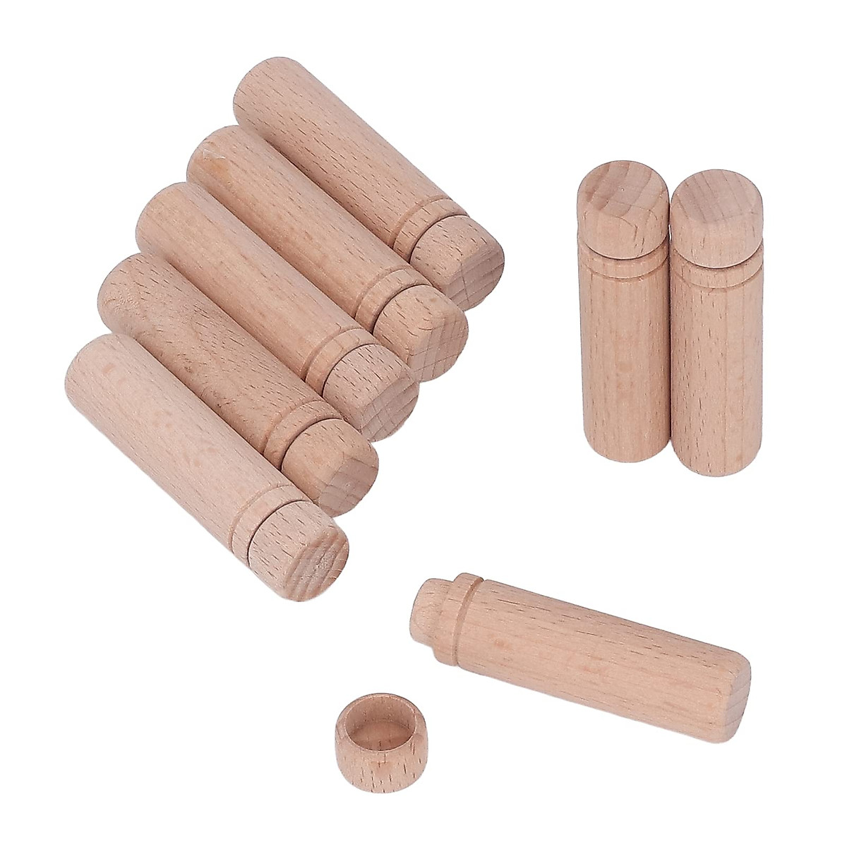 HEEPDD 8Pcs Wooden Needle Case, Portable Sewing Needle Holders with 3 Stickers for Sewing Supplies Storage