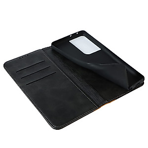 JWS-C Samsung Galaxy S21 Ultra Wallet Case with Card Holder Slots Luxury Flip Leather Cover for Samsung Galaxy S21 Ultra 6.8 inch-Black Yellow Samsung S21 UItra5G Samsung s21 Ultra