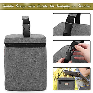 CURMIO Baby Bottles Cooler Bag with Ice Pack for 4 Bottles, up to 9 oz/270ml, Insulated Breastmilk Cooler and Ice Pack for Daycare Travel Nursing Mom, Grey