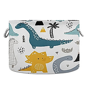 Large Round Storage Basket,Creative Childish DinosaurToy Basket Nursery Bins & Boxes Laundry Hamper for Bathroom/Bedroom/Home Decor