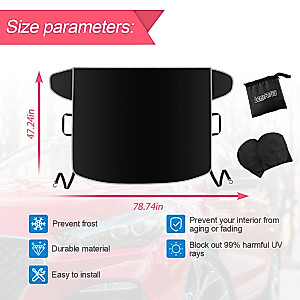 Windshield Snow Cover for Cars, Trucks, Vans - Waterproof, Windproof Winter Frost and Ice Removal Sunshade With Side Mirror Covers