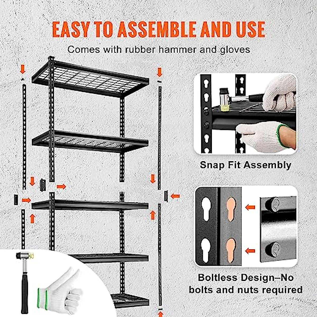 VEVOR Storage Shelving Unit, 5-Tier Adjustable, 2000 lbs Capacity, Heavy Duty Garage Shelves Metal Organizer Wire Rack, Black, 36" L x 16" W x 72" H for Kitchen Pantry Basement Bathroom Laundry Closet