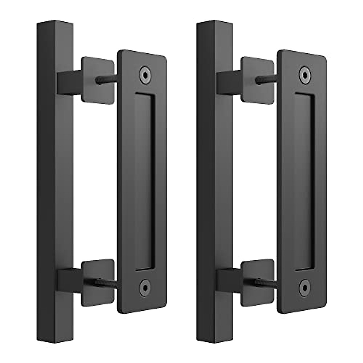 SKYSEN 2 Pack 12" Barn Door Handles, Sliding barn Door Pull Handle, No Gap Flat Plate Design- Heavy Duty- Square- Easy to Install- Matt Black (685-2)