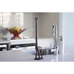 Kalalou CXX2053 Standing Cast Iron Giraffe Decorative Paper Towel Holder Stand, One Size, Brown