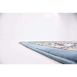 Unique Loom Narenj Collection Classic Traditional Textured Hunting Design Area Rug, 8 ft x 10 ft, Blue/Tan