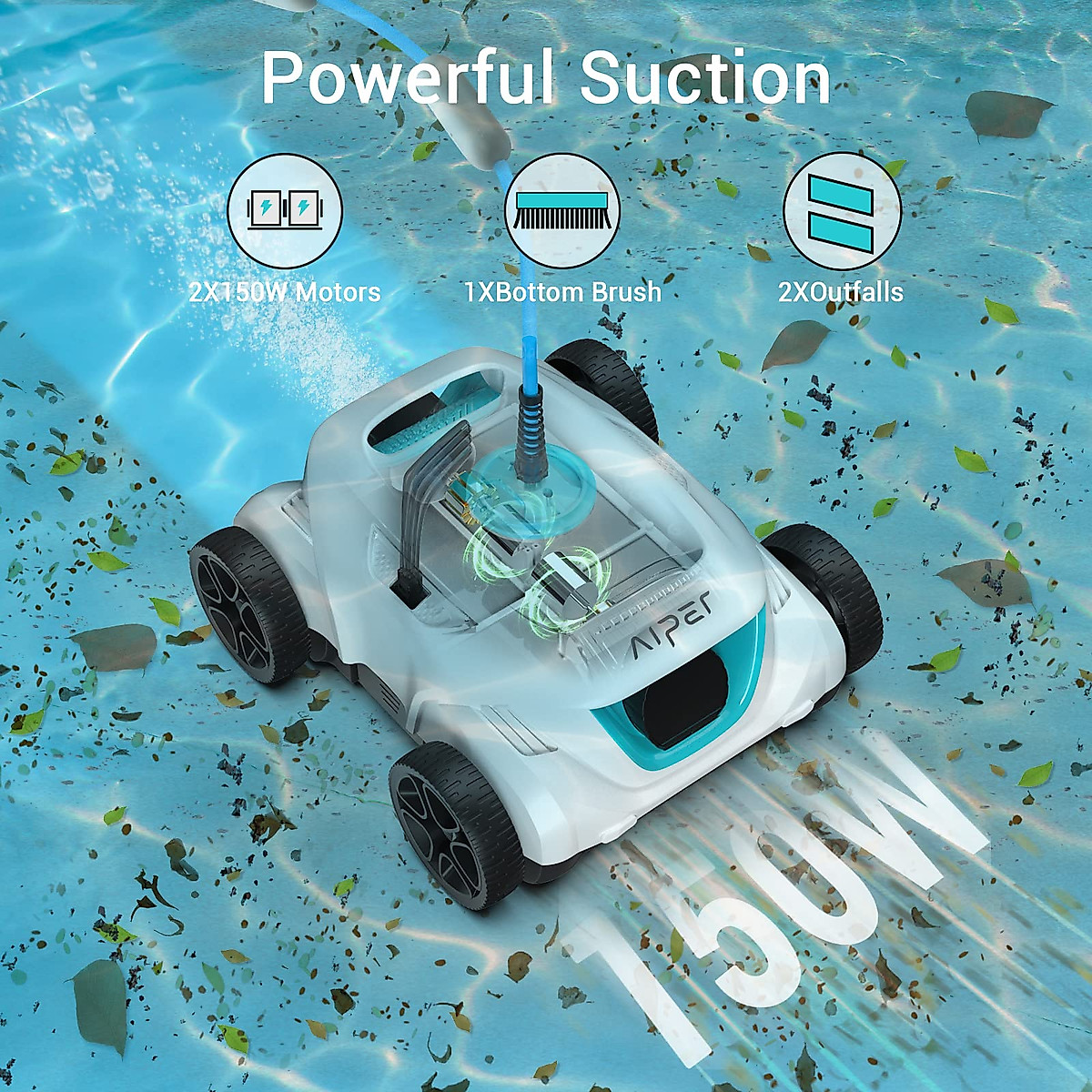 AIPER Robotic Pool Cleaner, Pool Vacuum for Above Ground Pools up to 33 Feet, Automatic Pool Vacuum with Dual-Drive Motors - Lightweight and Easy to Clean - Orca 800…