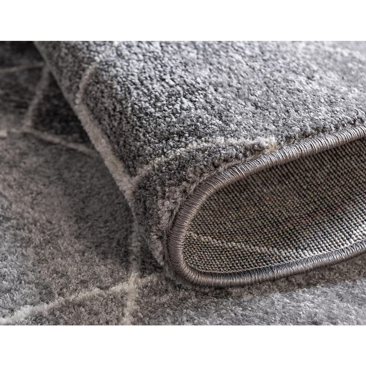 Unique Loom Trellis Frieze Collection Area Rug - Geometric (4' Square, Light Gray/ Ivory)