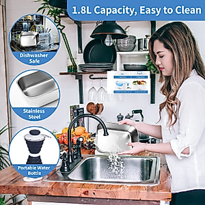 HerVive 1.8L Electric Lunch Box 60W Food Heated with Collapsible Water Bottle & Basket 12V/24V/110V Food Warmer for Car/Truck/Home 304 Stainless Steel, Durable and Leakproof (Blue + White)