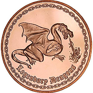Private Mint 1 oz .999 Pure Copper Round/Challenge Coin (Legendary Dragons)