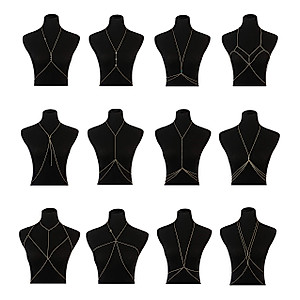 Vegolita 12Pcs Body Chains for Women Beach Bikini Waist Belly Chain Jewelry Necklace Gold tone