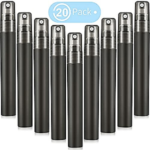 20 Pieces 10ml Spray Bottle Perfume Bottle Refillable Mist Plastic Mini Spray Bottle Portable Empty Perfume Bottle Atomizer for Travel Fragrance Makeup Tool (Black)