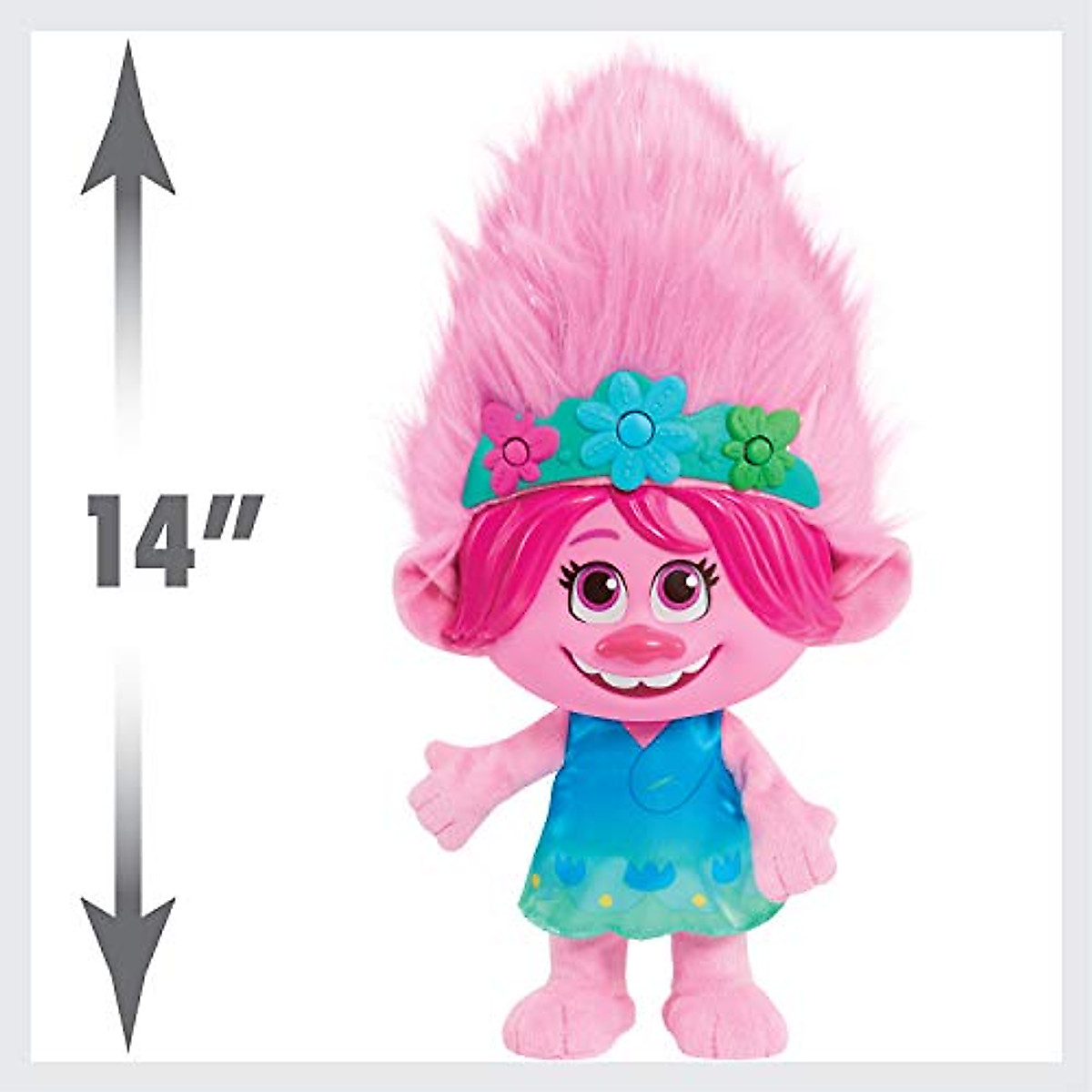 DreamWorks TrollsTopia Color Poppin’ Poppy Interactive Plush, 5 Modes, Lights, Sounds, Sings, Kids Toys for Ages 3 Up by Just Play