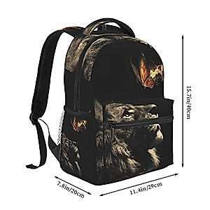 Gelxicu Cool Lion Backpack Lion School Bags Laptop Casual Bag Animal Casual Daypack School Bag