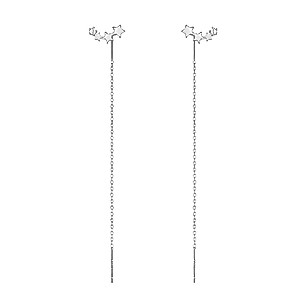 SLUYNZ 925 Sterling Silver Stars Earrings Dangle for Women Long Chain Threader Earrings Tassel