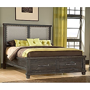 BOWERY HILL Traditional Upholstered Queen Panel Storage Bed in Espresso