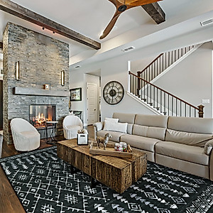 Morebes 8x10 Washable Rug for Living Room, Moroccan Large Bedroom Area Rug Non Slip, Soft Geometric Rug Indoor Floor Carpet for Dining Room Farmhouse Office, Black