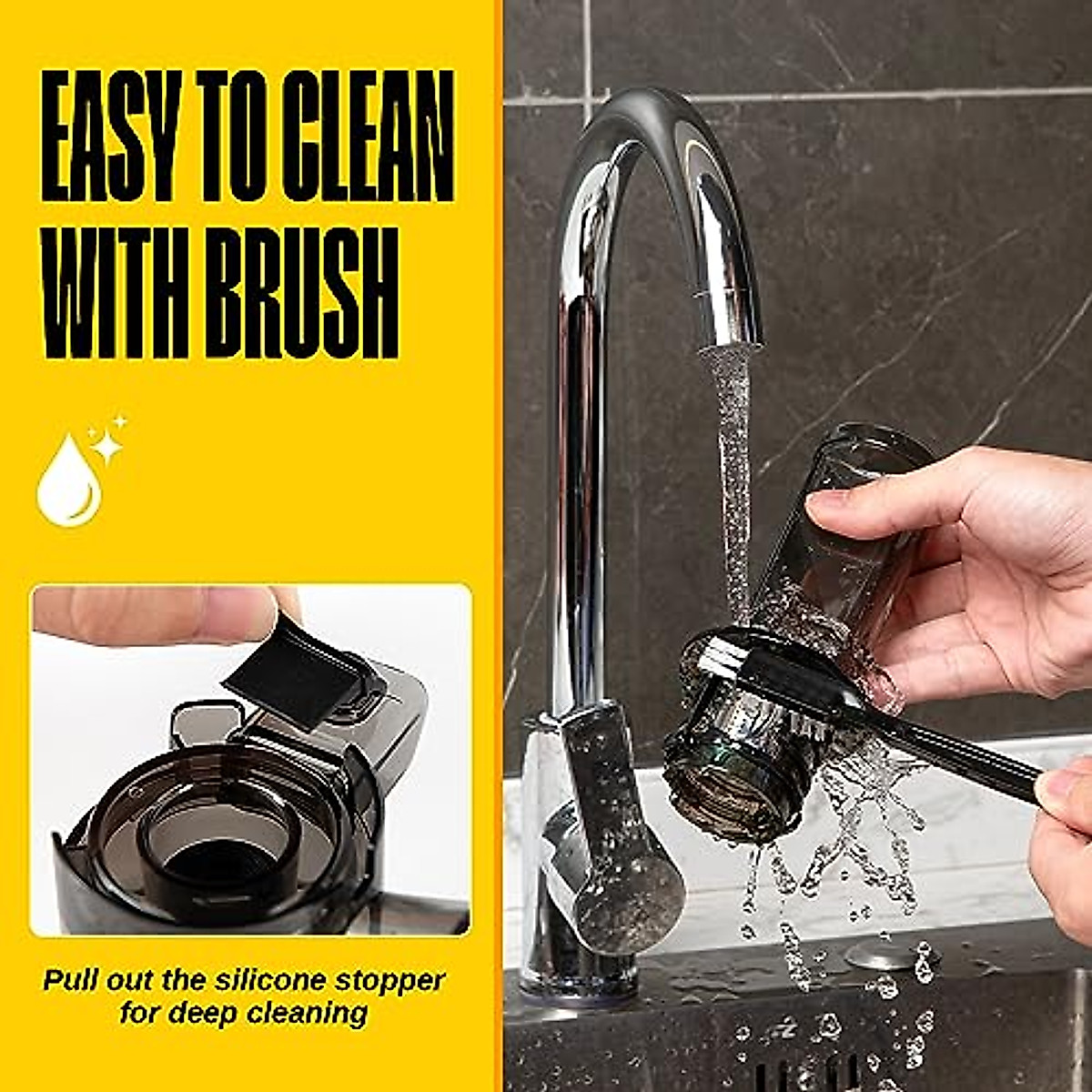 Ventray Essential Ginnie Juicer Compact Small Cold Press Juicer Masticating Slow Juicer with 60RPM Low Speed, Easy to Clean & Nutrient Dense, Eco-Friendly Packaging, Sunny Yellow