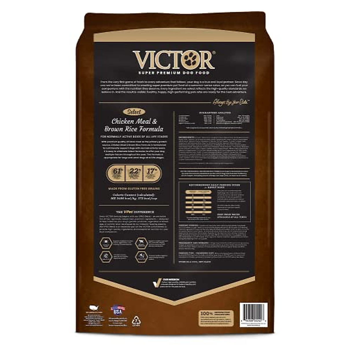 Victor Super Premium Dog Food – Chicken Meal & Brown Rice Formula - Dry Dog Food for All Normally Active Dogs of All Life Stages – Ideal for Dogs with Meat Protein Allergies, 40 lb