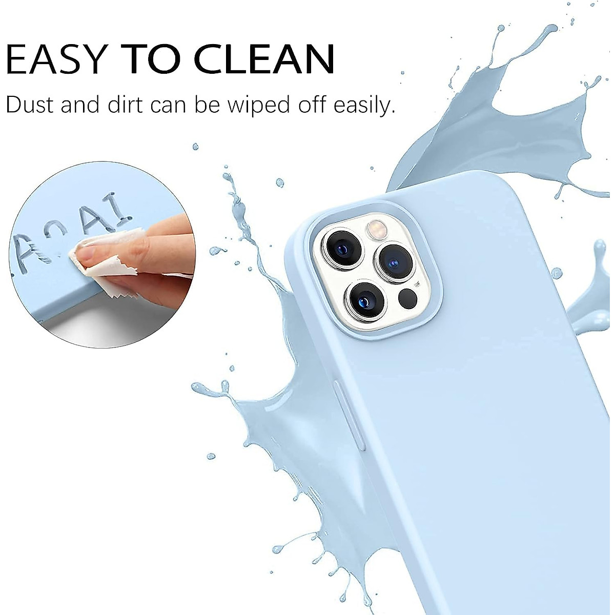 Telaso Compatible with iPhone 13 Pro Max Case, Liquid Silicone Soft Gel Rubber iPhone 13 Pro Max Case Slim Case with Microfiber Lining Protective Phone Cases for 6.7 inch iPhone 13 Pro Max,Baby Blue