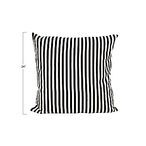 Creative Co-Op Square Cotton Woven Stripes Throw Pillow, Black