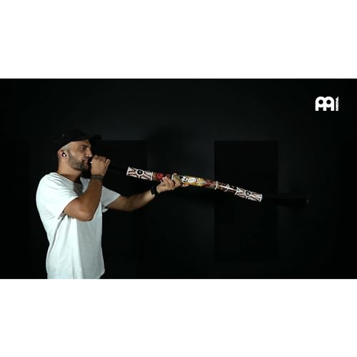 Meinl Percussion 51" Synthetic Didgeridoo, S-Shaped Body in Black with Hand Painted Native Design-NOT MADE IN CHINA-Creates Distinctive Australian Drone Note, 2-YEAR WARRANTY (SDDG2-BK)