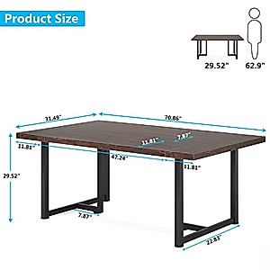Tribesigns Dining Table Kitchen Table for 6,Farmhouse Kitchen Table for Dining Room, Industrial Rectangular Table with Steel Legs Metal Frame, Kitchen, Home Furniture (Brown)