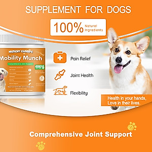 Munchy Chomps Joint Mobility for Dogs - Comprehensive Joint Support with Curcumin, MSM & Glucosamine - Aids Flexibility & Muscle Support for All Breeds (Bacon)