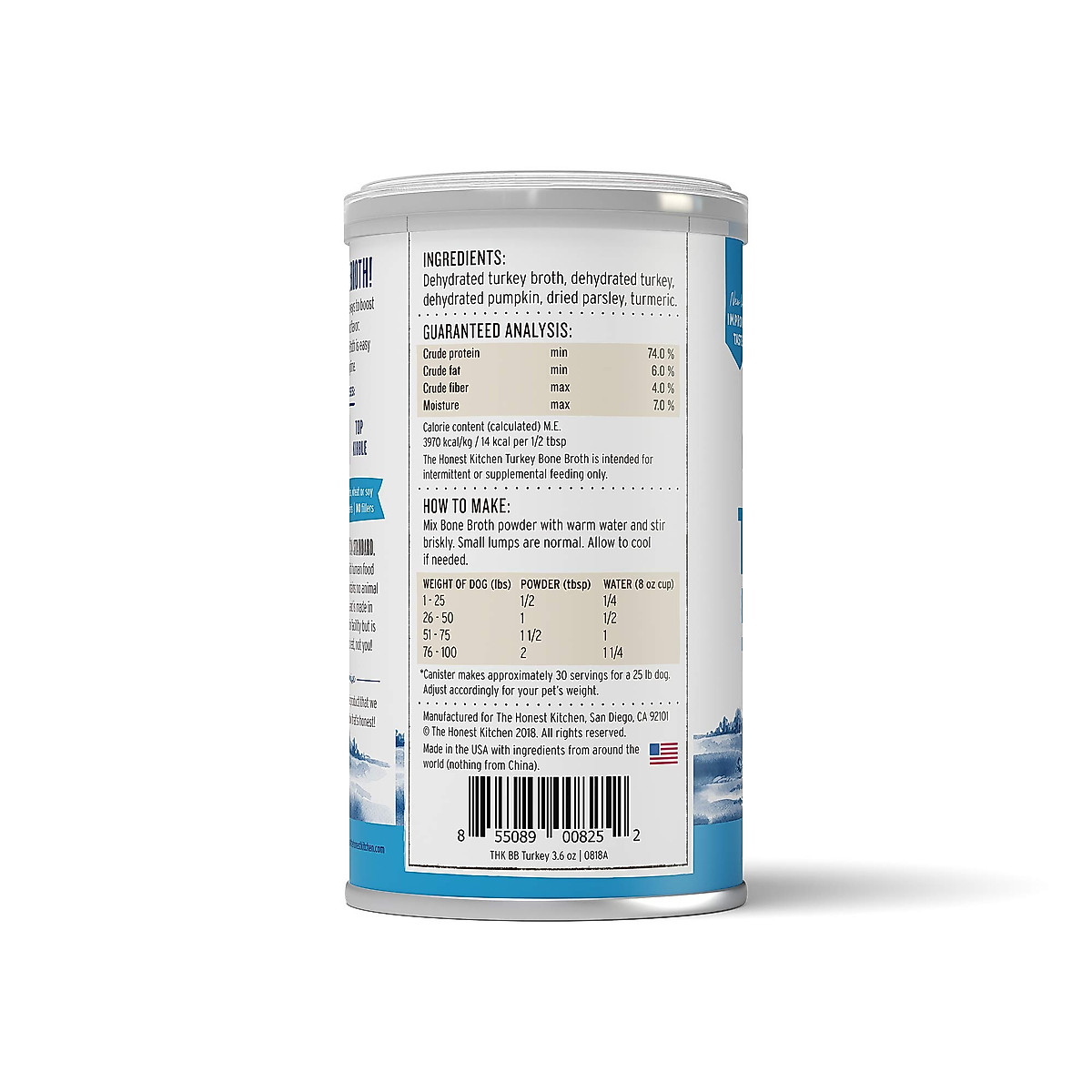 The Honest Kitchen Daily Boosters: Instant Turkey Bone Broth With Turmeric, 3.6 Oz