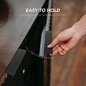 Ravinte 20 Pack Finger Pulls for Cabinets 128mm/5 Length Black Edge Pulls Matte Black Finger Cabinet Pulls Concealed Handles for Kitchen Drawer Finger Edge Pull Tab Handle