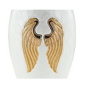 Nazareth Store Wings Adult Cremation Urn for Human Ashes Elegant Elite Pearl White with Gold Flower,Hand Made Brass Classy Finish to Honor Your Loved One - with Velvet Box