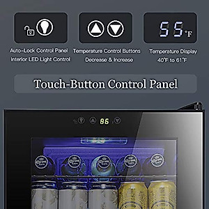 Antarctic Star Beverage Refigerator -85 Can Mini Fridge for Soda Beer or wine,Small Drink Dispenser, For Office or Bar with Adjustable Removable Shelves，2.3 Cu. Ft. Black