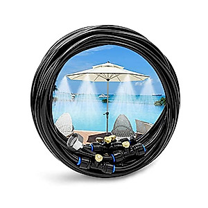 Misters for Outside Patio, 26FT (8M) Misting Cooling System with 8 Brass Mist Nozzles for Patio Garden Greenhouse Trampoline and Waterpark