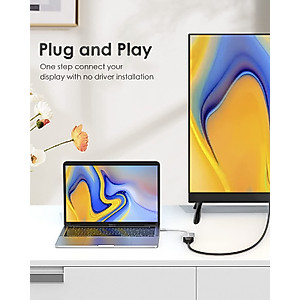 LENTION USB C to VGA Cable Adapter,Type C to VGA Monitor Converter Compatible 2023-2016 MacBook Pro 13/15/16,New Mac/MacBook Air/Surface,iPad Chromebook,Galaxy,Dell XPS,Phone,More(1080VGA,Sliver)