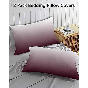 Edwiinsa Wine Red Ombre Pillow Covers Standard Size Set of 2 20x26 Bed Pillow, White Modern Abstract Art Aesthetics Plush Soft Comfort for Hair/Skin Cooling Pillowcases with Envelop Closure