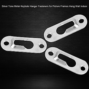 40 Pcs Durable 1.5mm Thick Tone Metal Keyhole Hanger Fasteners Unique Protruding Design for Picture Frames Hang Wall Indoor Silver