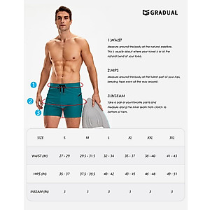 G Gradual Men's Swimsuit Trunks with Zipper Pockets Quick Dry Swimwear Bathing Suit Swim Briefs Board Shorts for Men(Black,L)